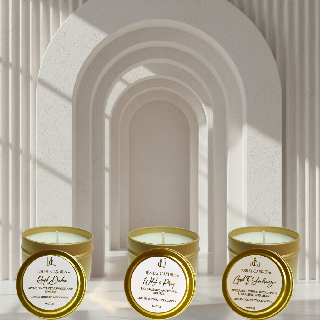 The King's Promise Travel Candle Bundle | Coconut Apricot Wax – Leshay ...